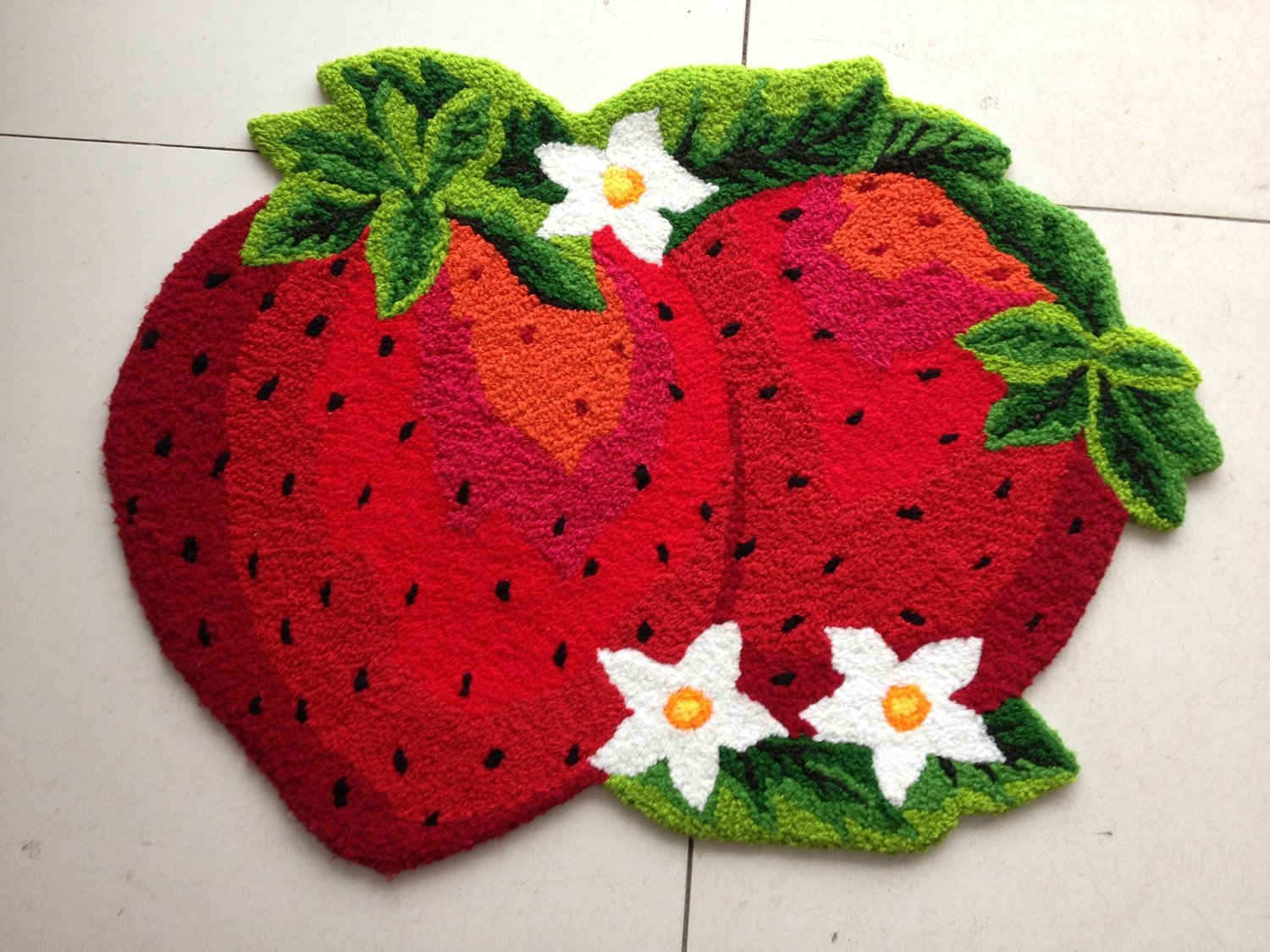 Newrara Strawberries Modern Shag Area Rugs Strawberries Mat Living Room Carpet Bedroom Rug for Children Play Solid Home Decorator Floor Rug and Carpets