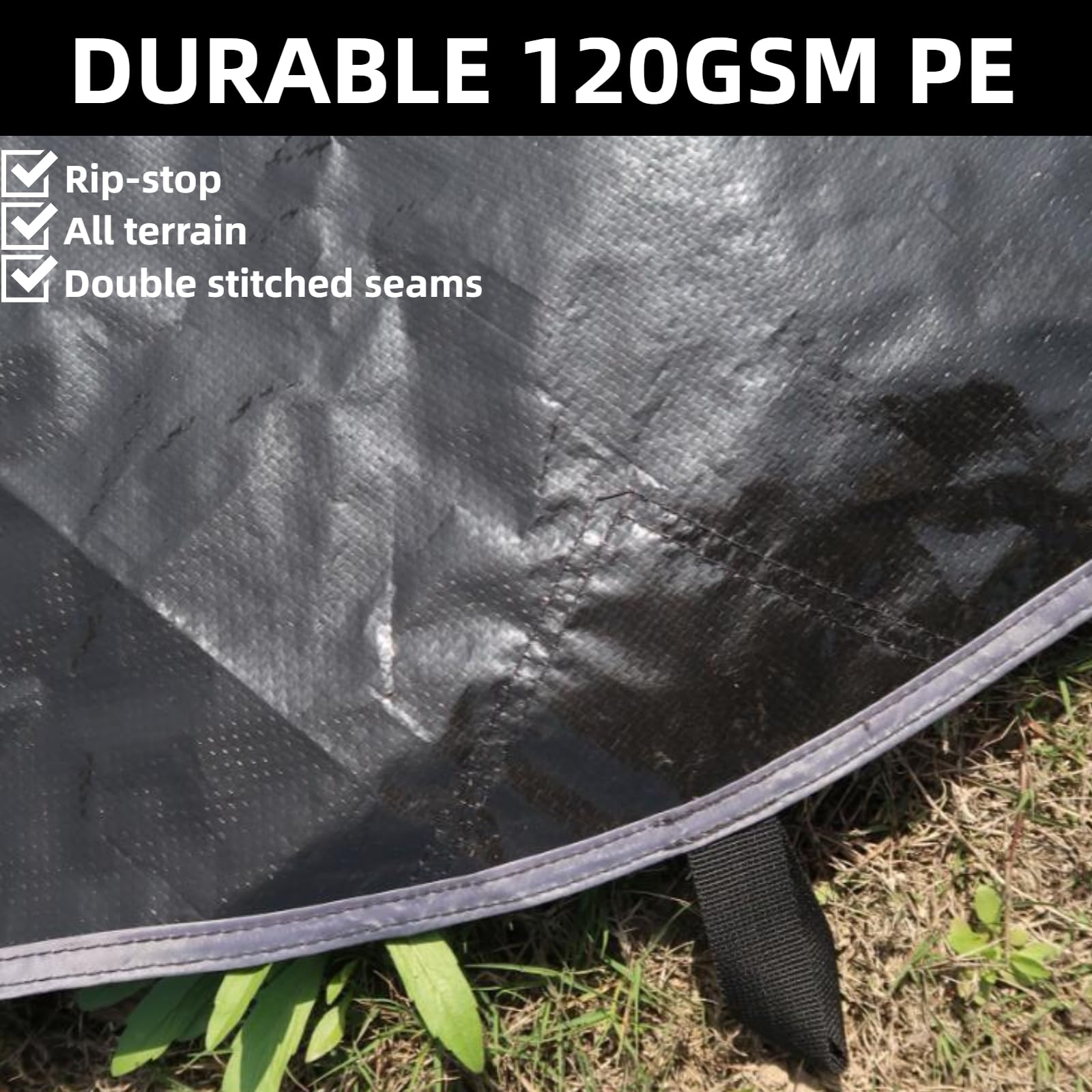 DANCHEL OUTDOOR Waterproof Bell Tent Footprint Round Tarp Camping Accessories, 6m/20ft Large Ground Sheet Black Tarp Canvas Yurt Tent Protector Floor