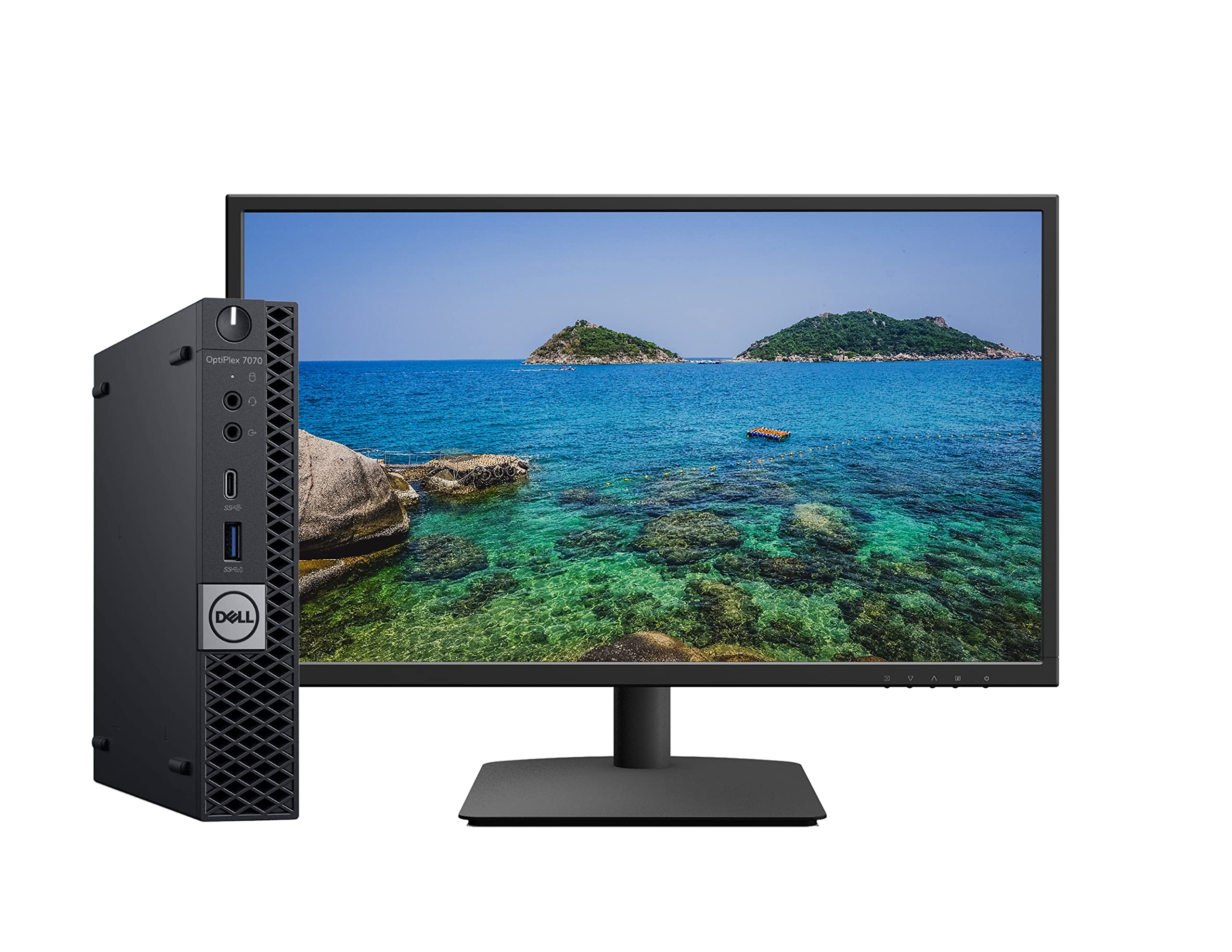 Dell Optiplex 7070 MFF Micro Form Factor Desktop 9th Gen Intel Core i7-9700T 8-Cores Processor, 32GB DDR4 RAM, 256GB SSD, Intel UHD Graphics 630, Windows 10 Pro, with 24" LCD (Renewed)