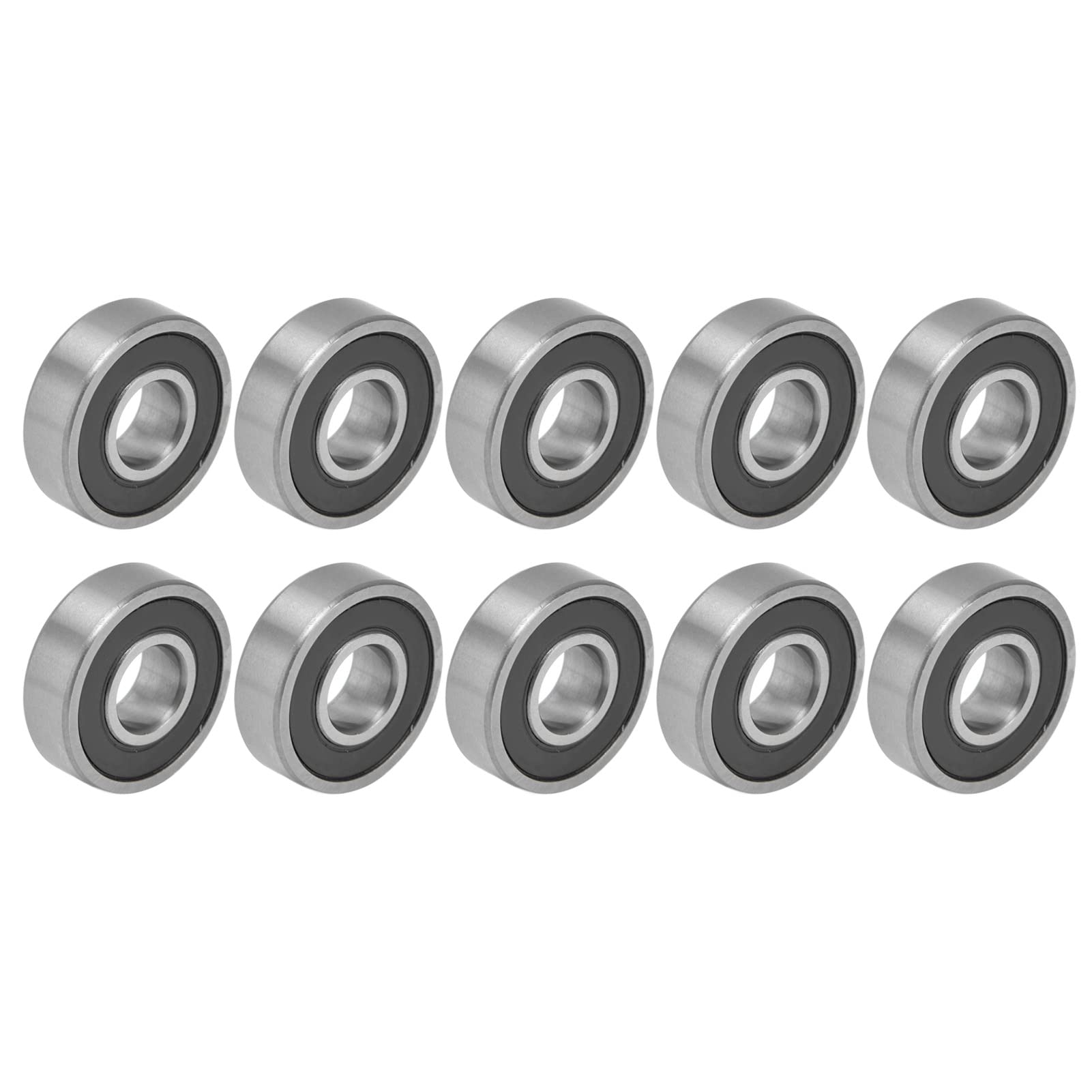 Deep Ball Bearing, Uniform Hardness 10PCS E (P6) High Accuracy Rubber Sealed Bearings for Gearboxes for Roller Skates 6000 Rubber Seal