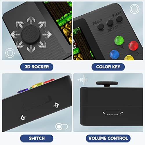 Murcycle 3D Rocker Retro Handheld Game Console with 500 Classic FC Games, 3.0 inches Screen Portable 800mAh Battery Rechargeable Video, Support TV & Two Players Present for Kids & Adults (Black)