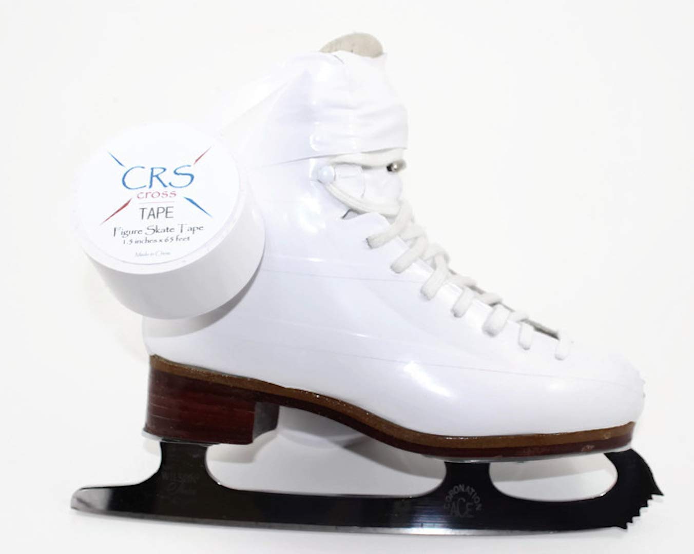 CRS Cross Figure Skate Tape (Combo 1 roll 1.5 inch & 1 roll 3/4 inch) - Longer 65 foot roll to protect leather figure skating boots without polish & keep laces tightened.