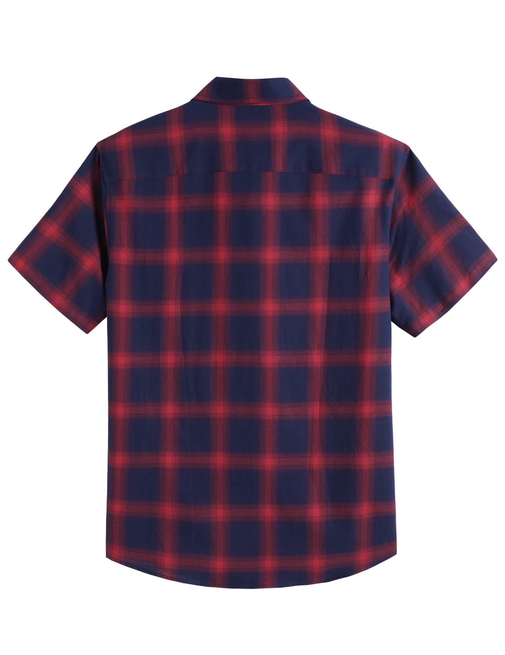 COOFANDY Men's Short Sleeve Plaid Dress Shirt Classic Fit Wrinkle-Free Casual Button Down Checked Shirts with Pocket Black, Large