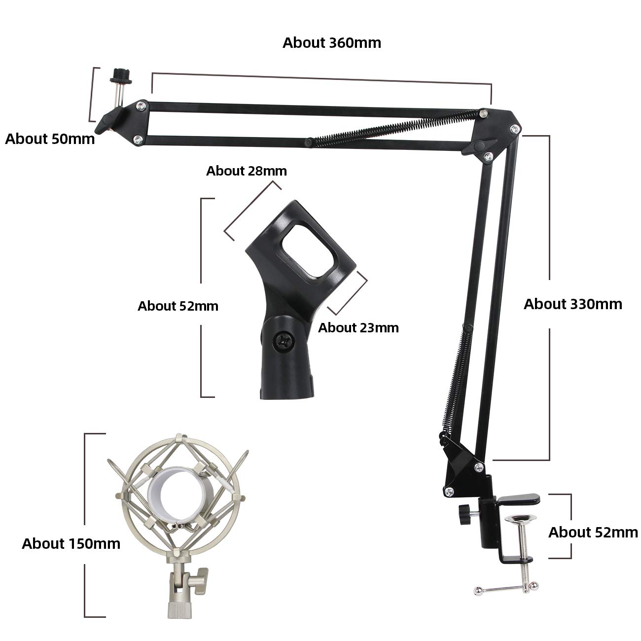 Depusheng NB-35 Microphone Scissor Arm Stand and Table Mounting Clamp & NW Filter Windscreen Shield & Metal Mount Kit