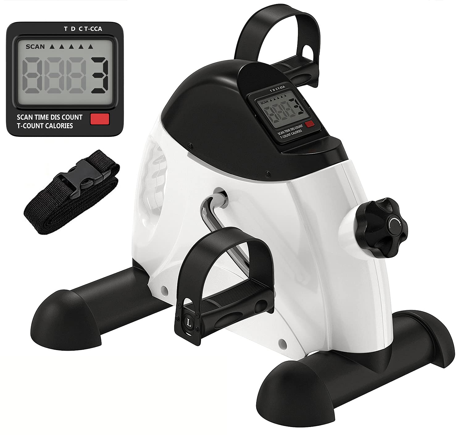 CRUSSAC Mini Exercise Bike, Under Desk Bike Pedal Exerciser Portable Foot Cycle Arm & Leg Peddler Machine with LCD Screen Displays
