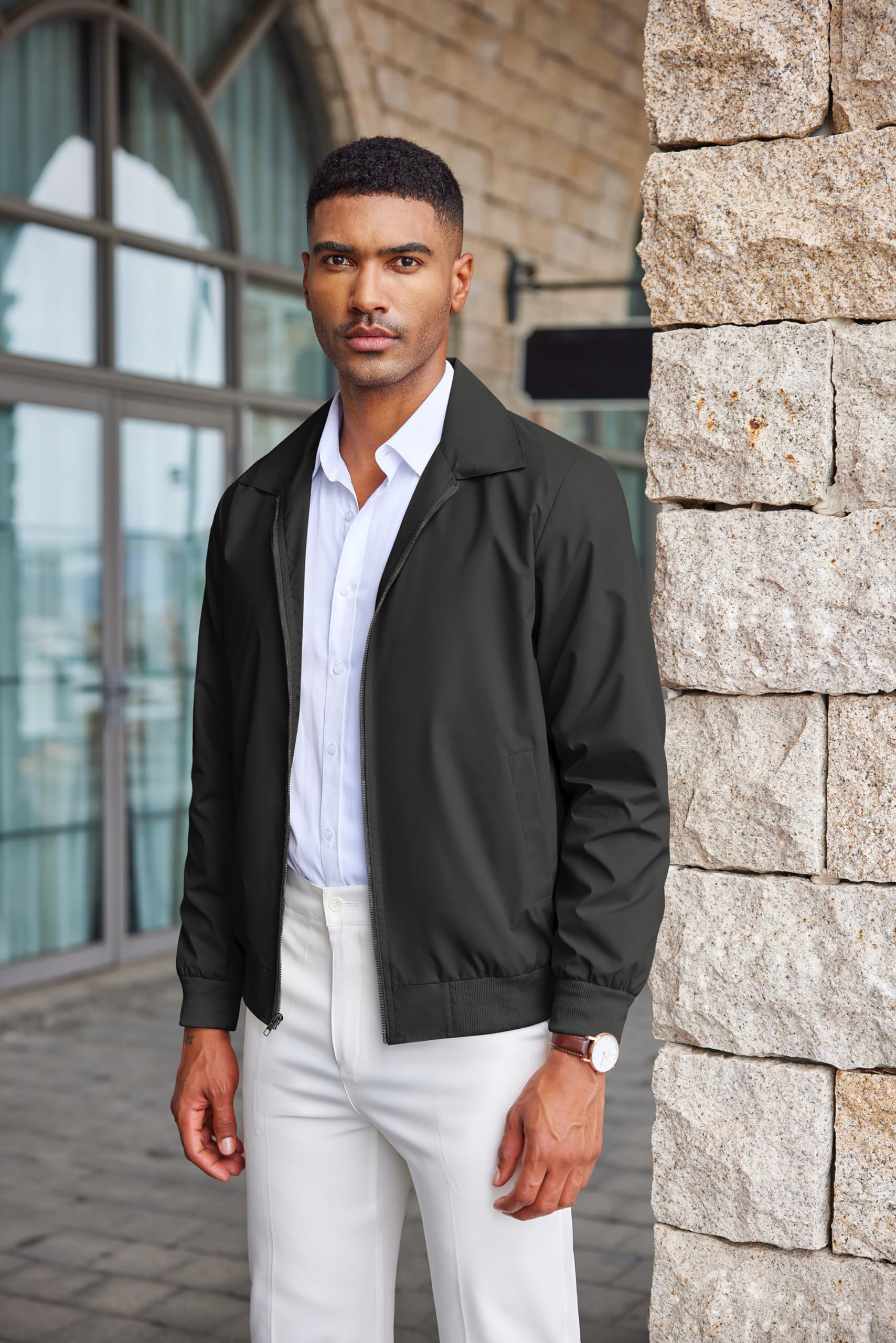 COOFANDY Men's Thin Jacket Windbreaker Lightweight Jacket Windproof Casual Bomber Jacket Waterproof Coat With Full Zip