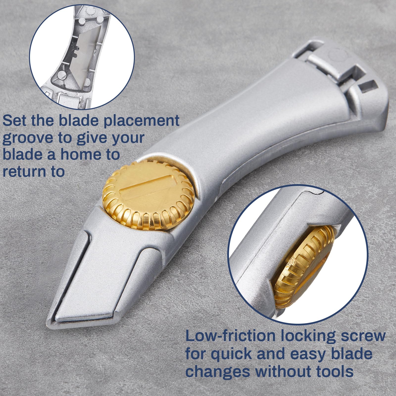 Leriton 4 Pcs Silver Fixed Blade Roofing Knife Heavy Duty Roofer's Knife Utility Knife Roofing Tools Box Cutter with Holster Belt Clip for Carpet