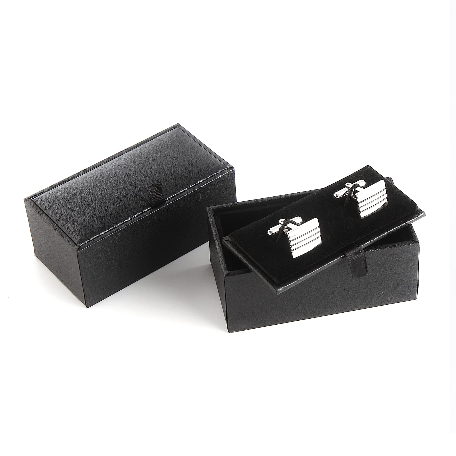 GOLDBARLEY Cufflink Display Box Tie Clip Case For Jewelry Storage, Set of 2 Unit,Classic Flip Design Cuff Links Gift Organizer Packaging Case