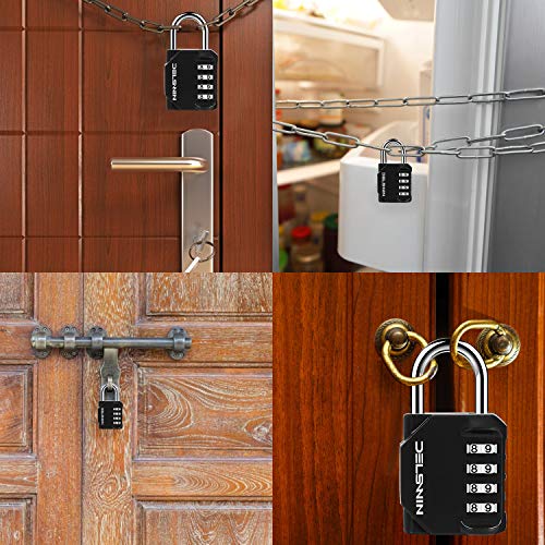 DELSWIN Small Locker Lock, Resettable 4 Digit Combination Padlock for Gym and School Locker,Outdoor Waterproof Combo Lock for Toolbox Hasp Cabinet(Black,1pcs)