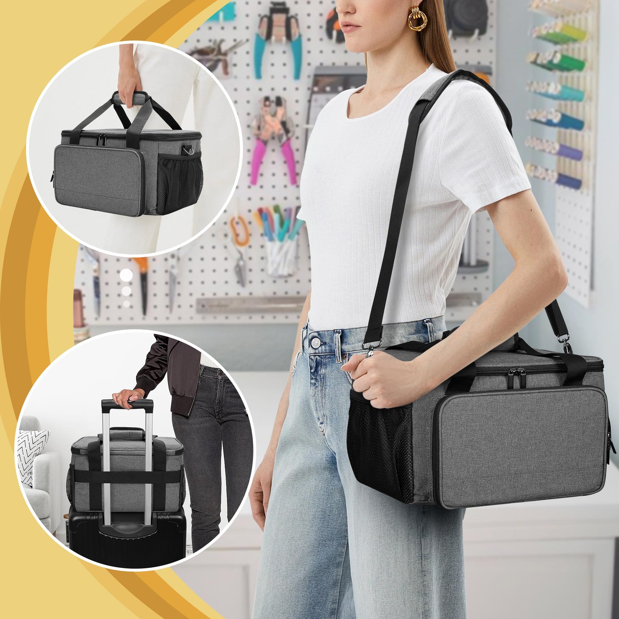LUXJA Carrying Case Compatible with Cricut Joy Xtra, Bag Fits for Cricut Joy Xtra, 8.5 x 12 inch Cut Mat and Other Supplies(with Multiple Storage Sections), Gray