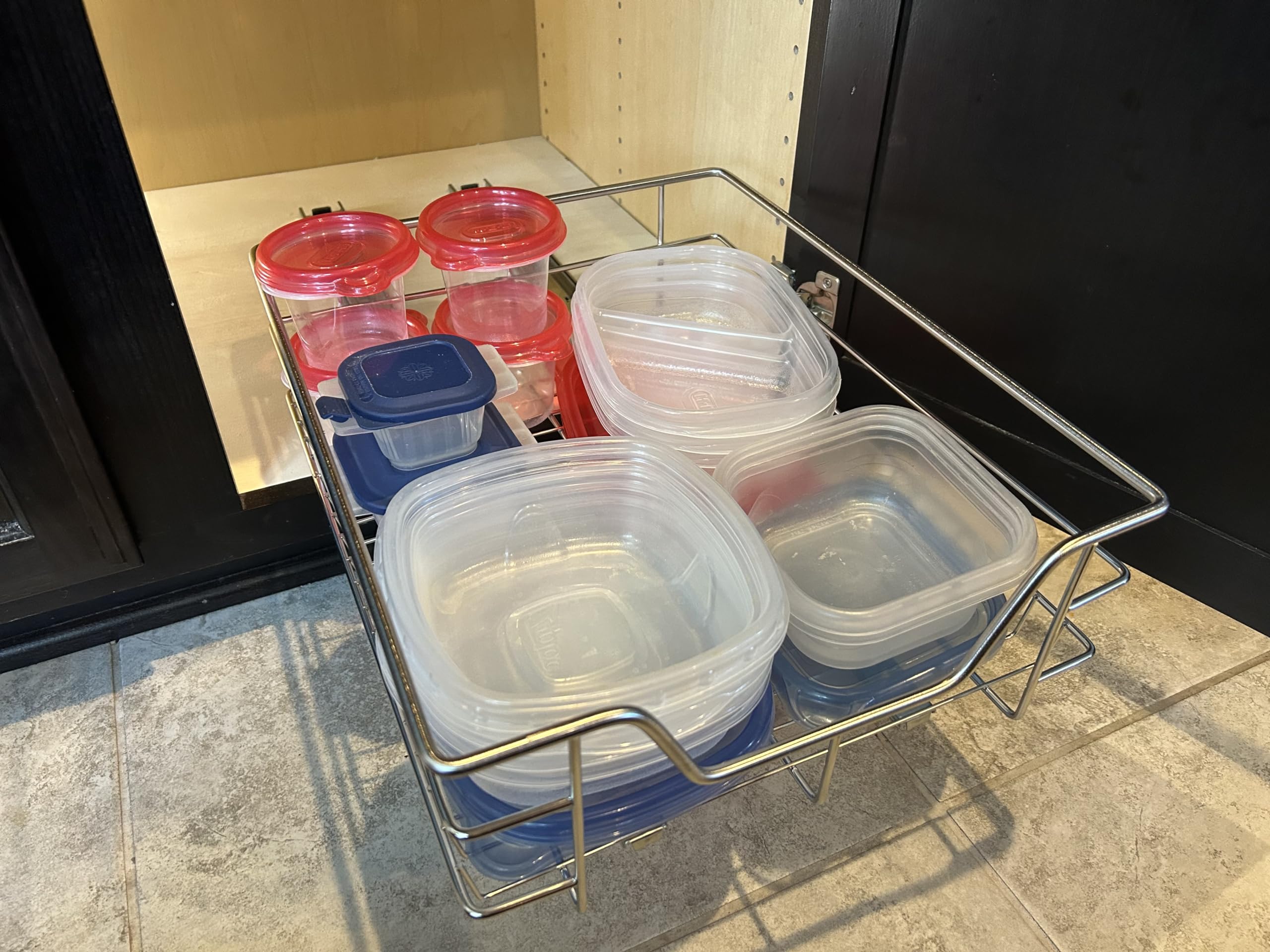 Deep Pull Out Cabinet Organizer 19.4" Wide x 17" Deep - Premium Kitchen Cabinet Pull Out Shelves for Cabinets | Bottom Slide Out Pantry Shelves and Cabinet Drawers | Easy Installation