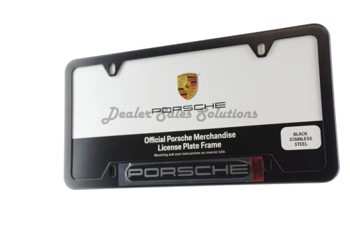 Porsche Genuine OEM Stainless Steel Nameplate License Frame - Matte Black Finish
