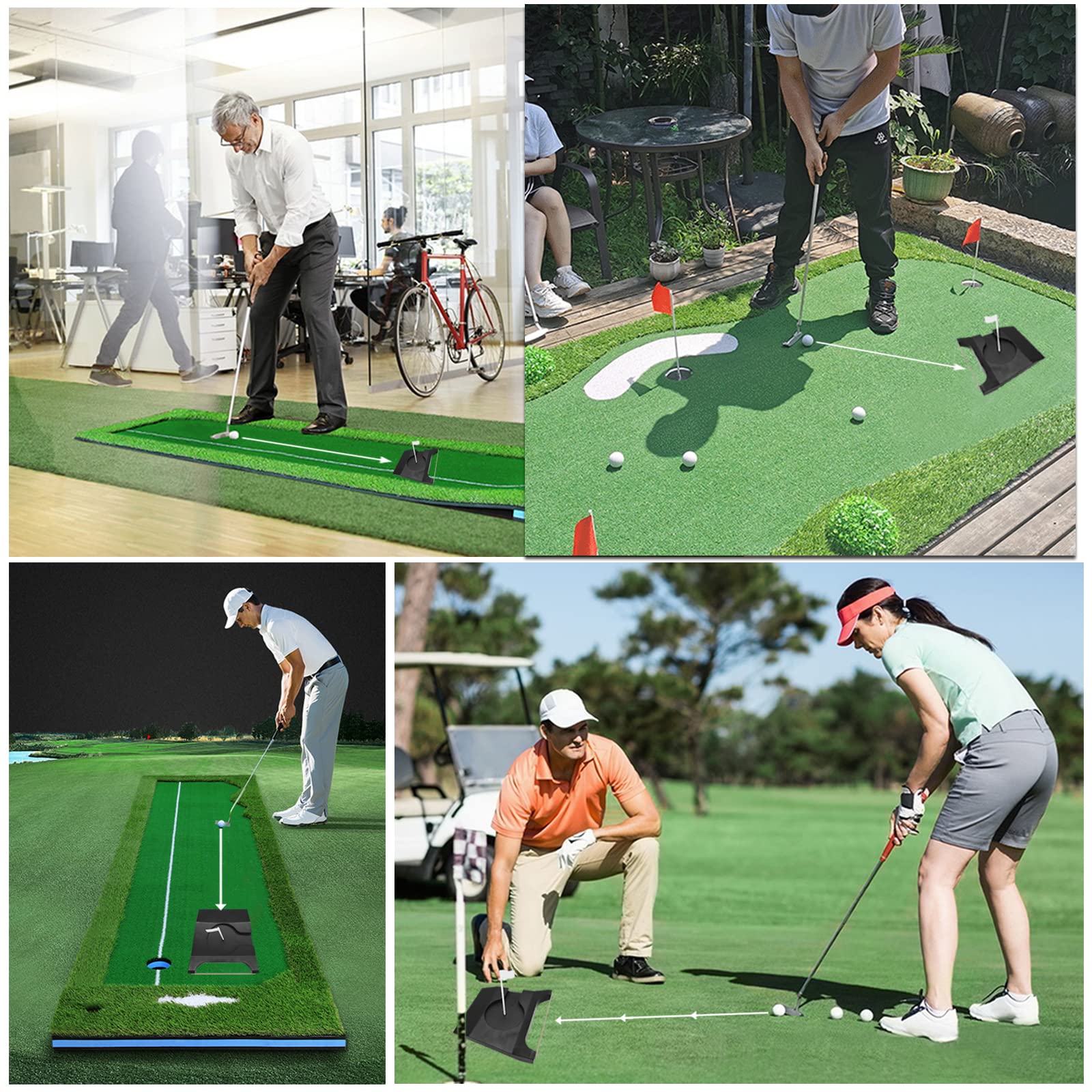Golf Automatic Putting Cup Indoor Outdoor Ball Return Hole Machine Pack Durable Balls Returning Practice Training Aid for Yard Office Garden (1 Pc New Automatic Putter Cup+3 Balls)