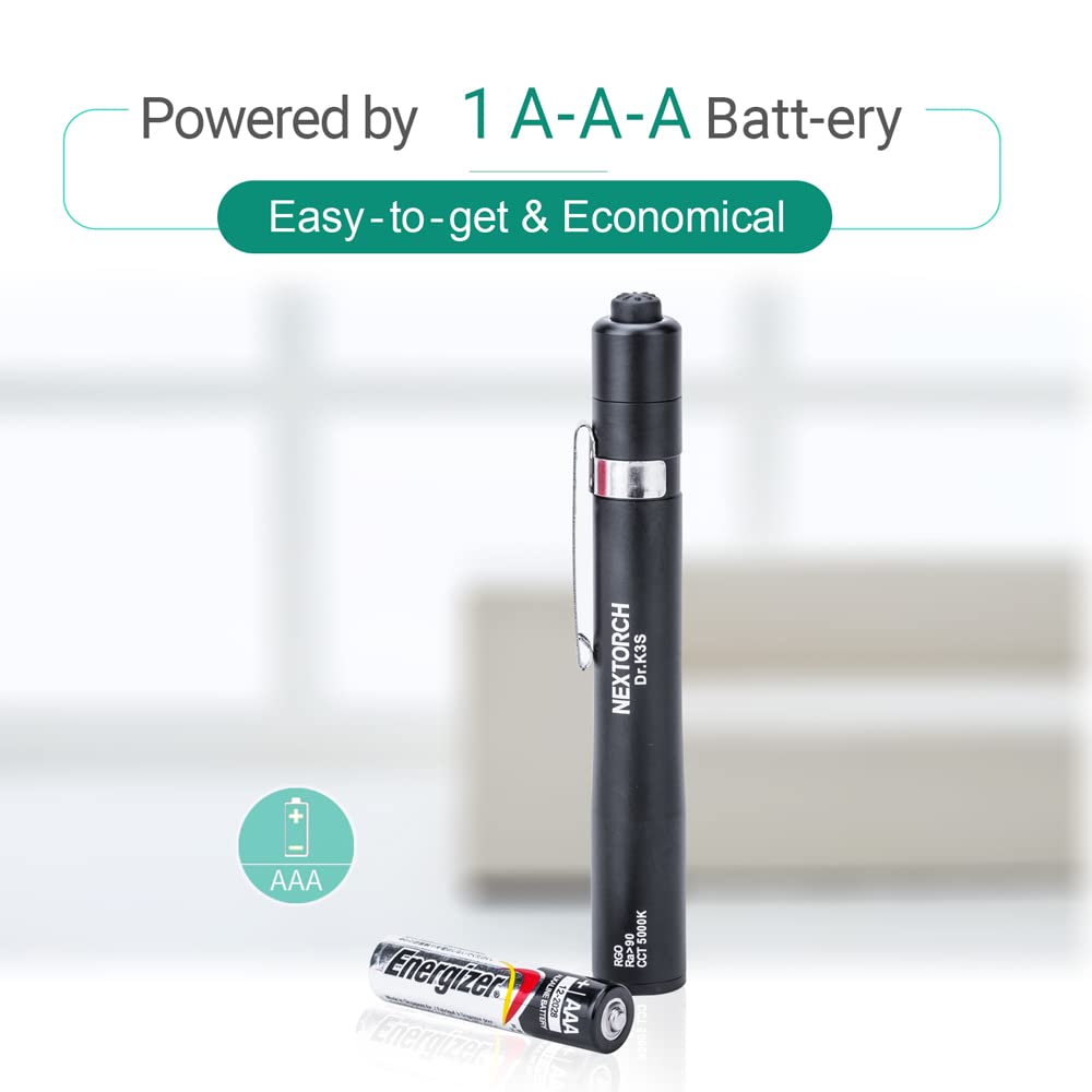 NEXTORCH Professtional Medical LED Penlight Flashlight with a Clip Small Torch for Nursing Students Doctors AAA Battery K3S