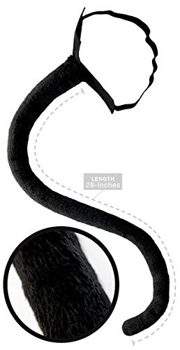 OLYPHAN Cat Costume Accessories Cat Ears and Tail Set Black Animal Halloween Accessory Kit for Women/Adults Cat Cosplay Pack w. Bell Choker Necklace 3 PCS