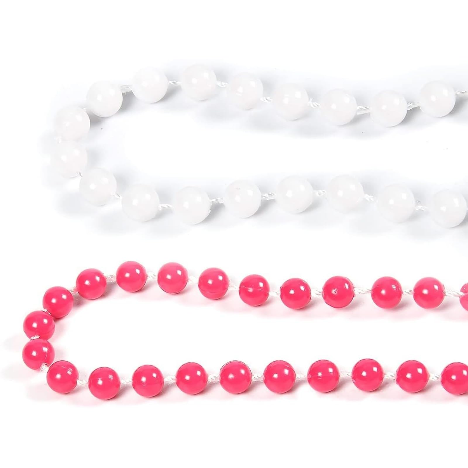 Sparkle and Bash 6-Pack Team Bride and Bride To Be Plastic Beaded Shot Glasses Necklaces - Perfect for Bachelorette, Hot Pink and White with Gold Font - 30.4 Inches Long