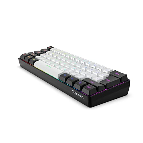 Snpurdiri 60% Wired Gaming Keyboard, RGB Backlit Ultra-Compact Mini Keyboard, Waterproof Small Compact 61 Keys Keyboard for PC/Mac Gamer, Typist, Travel, Easy to Carry on Business Trip(Black-White)