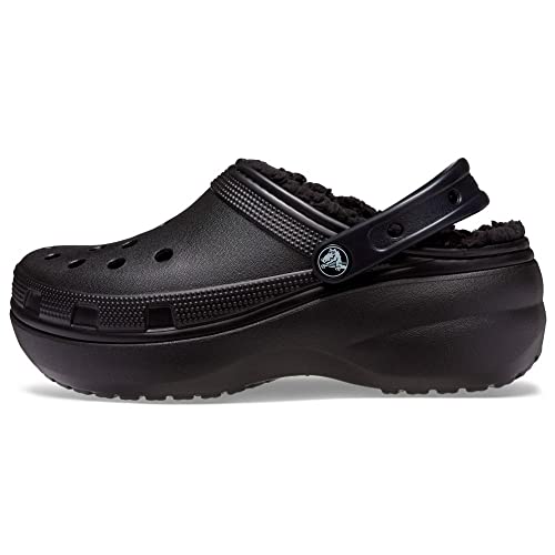 Crocs Women's Classic Platform Lined Clogs, Black, numeric_8