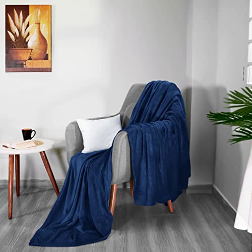Utopia Bedding Fleece Blanket Twin Size Navy 300GSM Luxury Bed Blanket Anti-Static Fuzzy Soft Blanket Microfiber (90x66 Inches)
