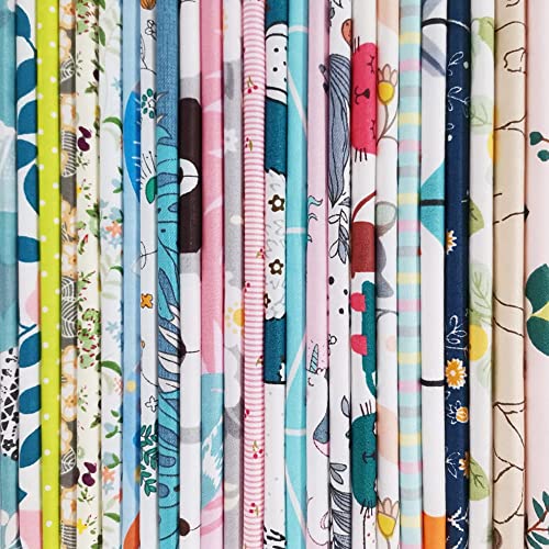 CJINZHI Fat Quarters Fabric Bundles, 50 pcs/lot Top Cotton 5.9" x 5.9" (15cm x 15cm) Squares Patchwork, Precut Quarter Sheets & Different Pattern for DIY Sewing Mask & Quilting Crafting.