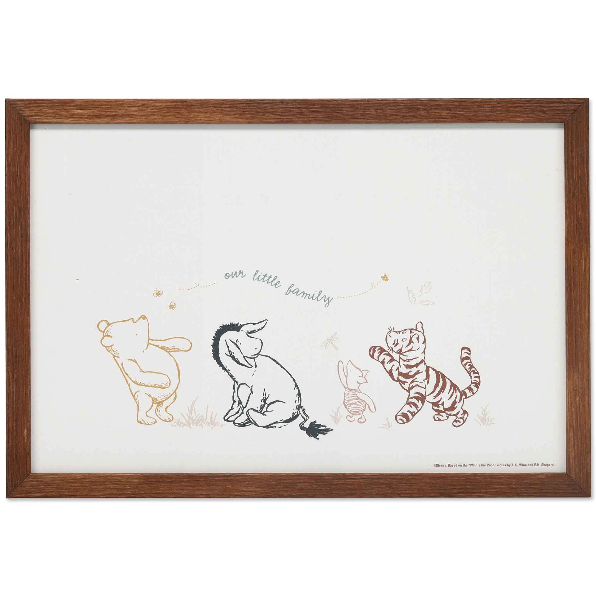 Disney Winnie the Pooh Our Little Family Framed Wood Wall Decor - Adorable Winnie the Pooh Wall Art for Home Decor