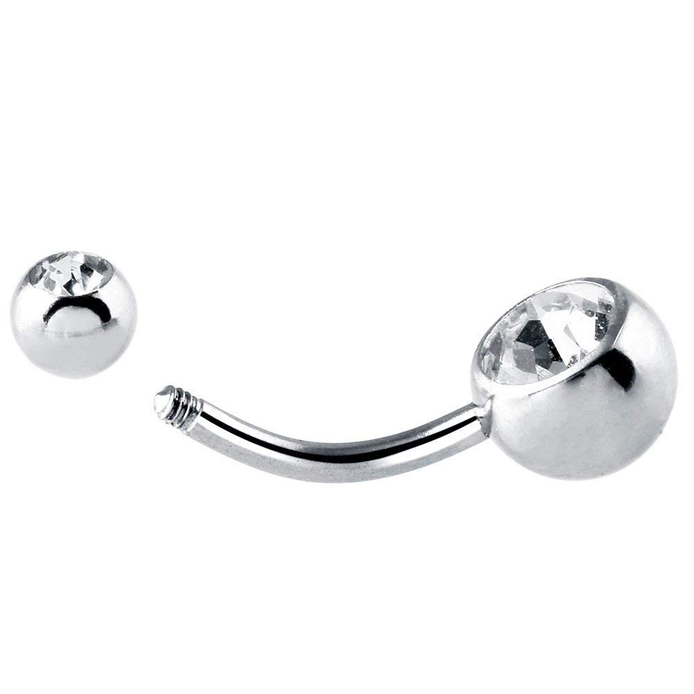CrazyPiercing 10PCS 316L Surgical Grade Steel Rhinestone Belly Button Navel Ring Bar 23x8mm