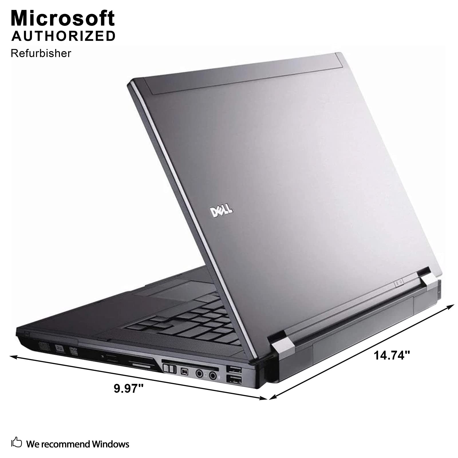 Dell Latitude E6510 15.6 Inch Laptop PC, Intel Core i5-520M up to 2.93GHz, 4G DDR3, 500G, VGA, DP, Windows 10 Pro 64 Bit Multi-Language Support English/French/Spanish(Renewed)