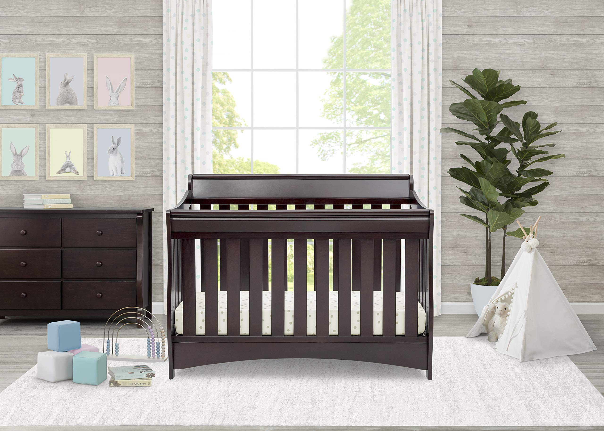 Delta Children Bentley S Series Deluxe 6-in-1 Convertible Crib, Dark Chocolate