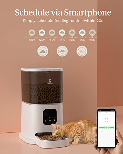 Kaikoe Automatic Cat Feeder, WiFi Enabled 6L Auto Pet Dry Food Dispenser, Smarter App Control, Programmable Meal, Triple Food Preservation Clog-Free Design Pet Feeder for Small/Medium Pets