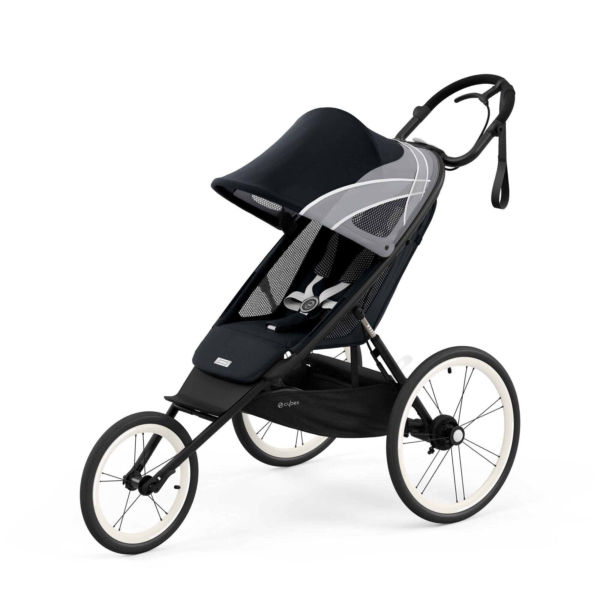 CYBEX AVI Jogging Stroller, Lightweight Aluminum Frame, Compact Fold for Storage, Height-Adjustable Handlebar with One-Handed Steering, Rear-Wheel Suspension & Handbrake, For Infants 9 months+