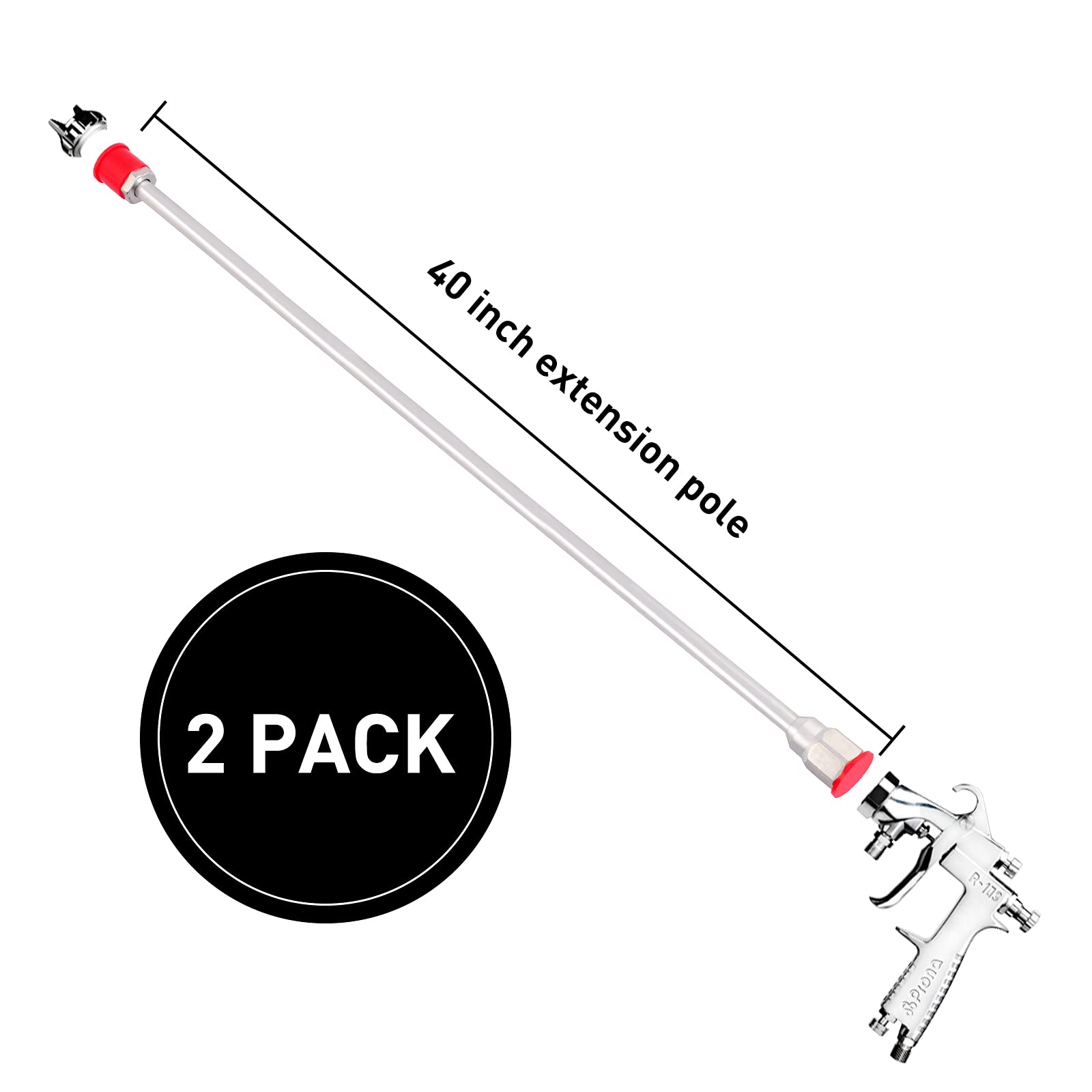 SINYOWOT 40 Inch/100CM Airless Sprayer Gun Tip Extension with Red Guard, Airless Paint Sprayer Spray Gun Tip Extension Pole Rod (2 Pack)
