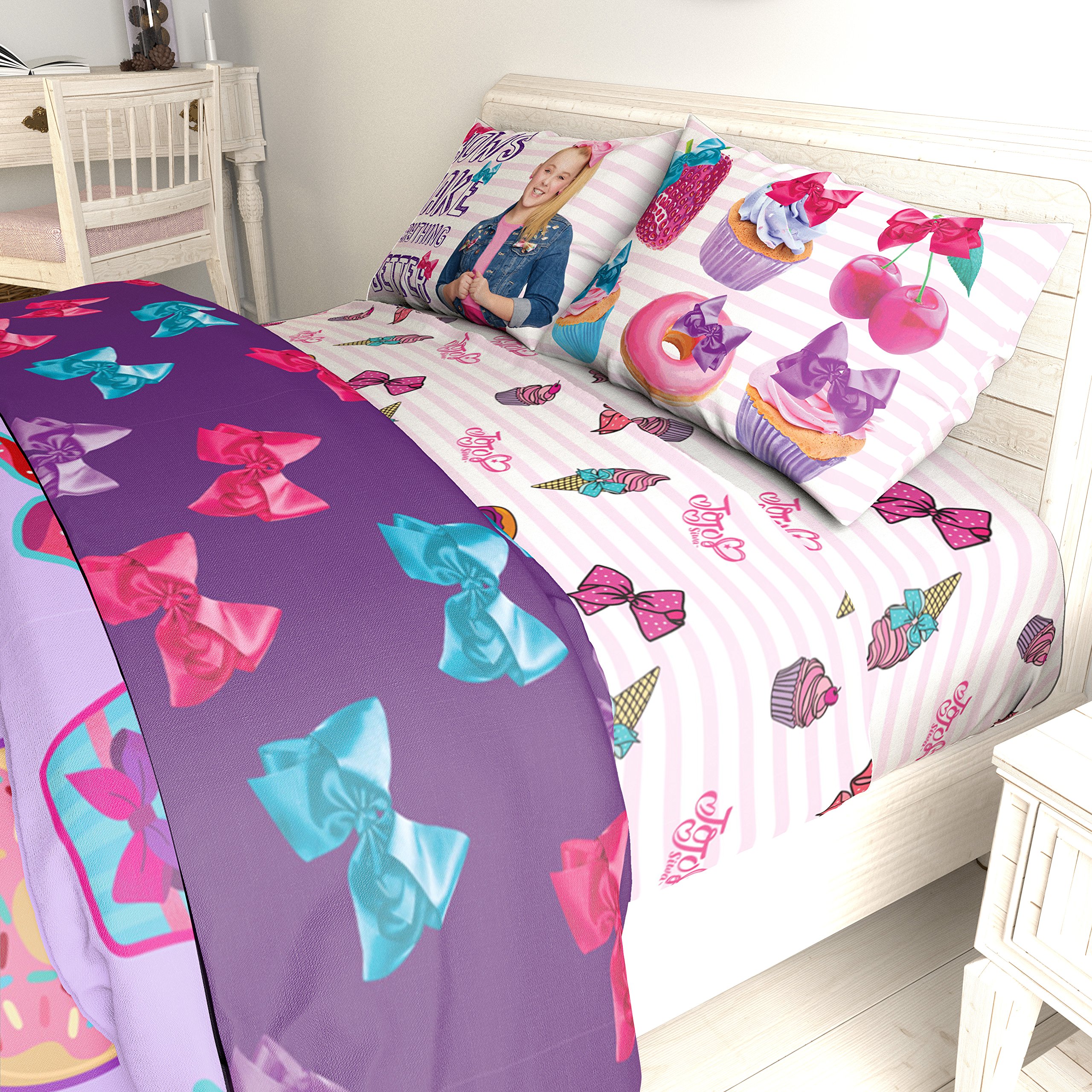 Nickelodeon JoJo Siwa Sweet Life Pink/White 4 Piece Full Sheet Set