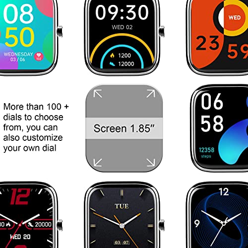 KAKTIN Smart Watch for Men Women,Smartwatch with Bluetooth Call(Answer/Make Call), 1.85" Touch Screen Fitness Watch Tracker with IP68 Waterproof, 100+Sports Compatible with Android iPhone iOS (Black)