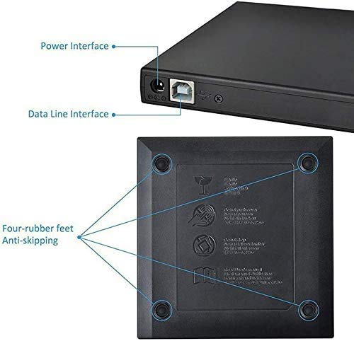External DVD CD Drive, Ultra Slim Portable CD DVD Burner Player Writer for Laptops Desktops and Notebooks (Including Two Cables)