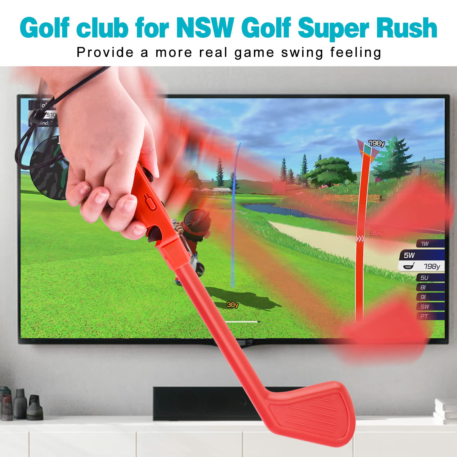 Golf Clubs for Nintendo Switch Joy-Con, Golf Controller Handle Grip Game Accessories for Mario Golf Super Rush (2 Pack)