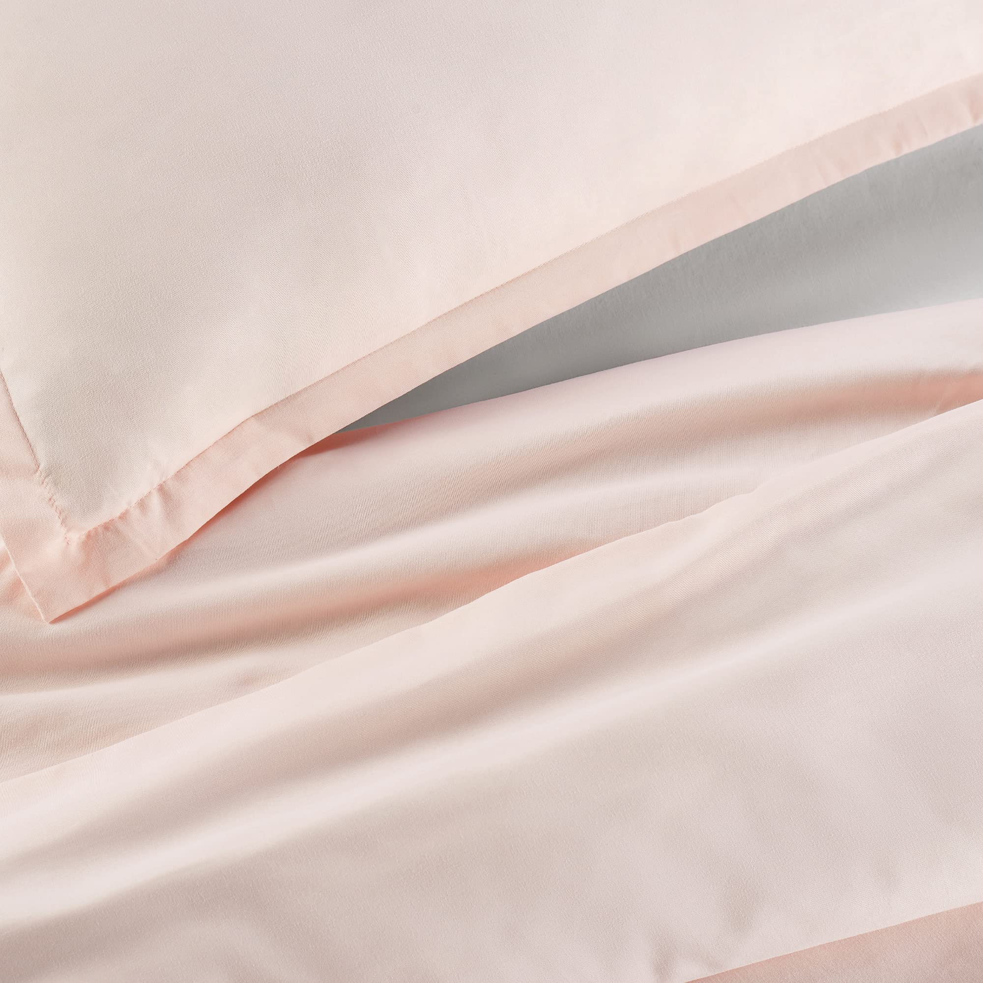 SERTA Simply Clean Ultra Soft Hypoallergenic Stain Resistant 3 Piece Solid Duvet Cover Set, Blush, Full/Queen