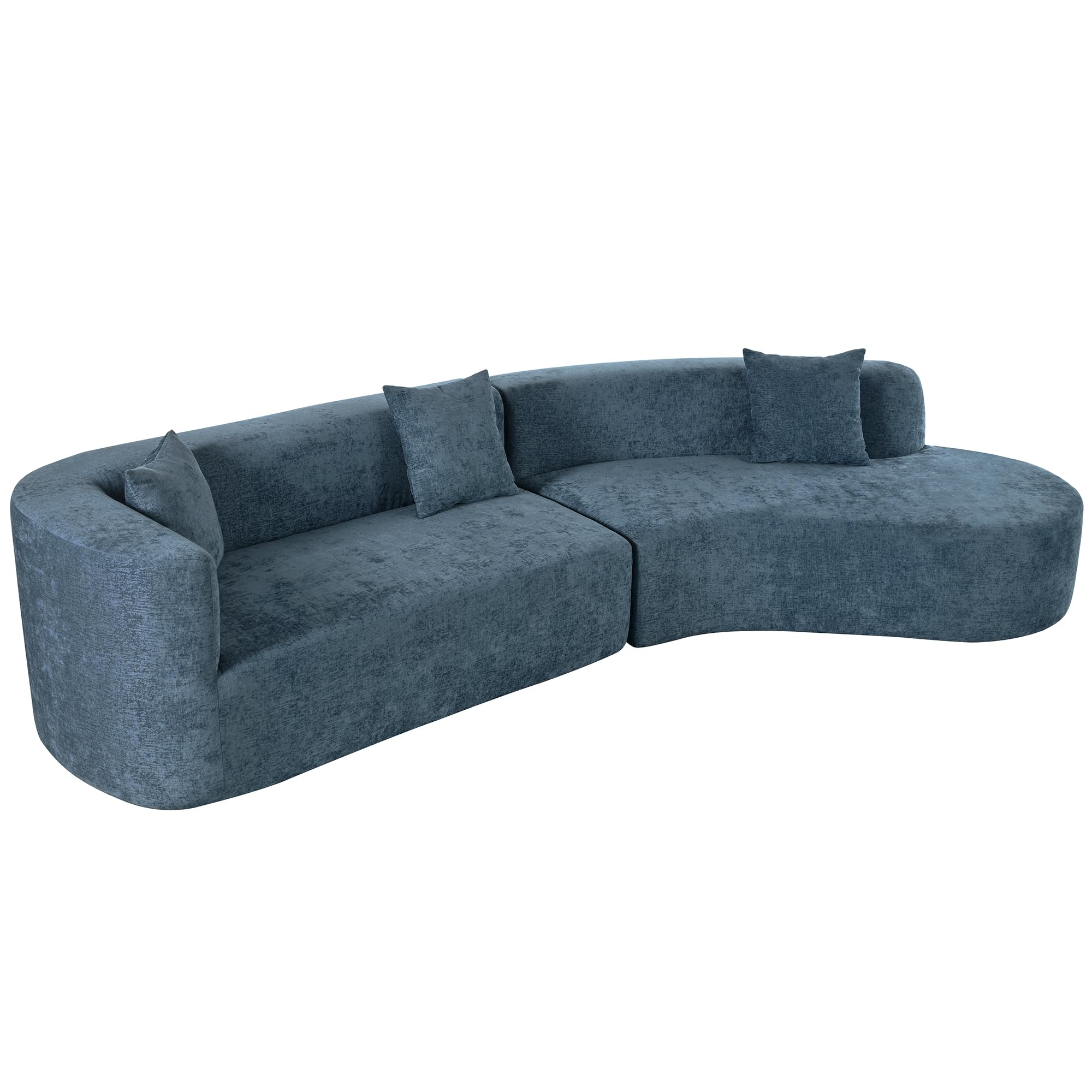 Merax Modern Minimalist Large 2-Piece Sectional Curved Chenille Sofa with 3 Pillows and High-Density Foam for Luxurious Comfort and Seamless, for Living Room, Bedroom, White