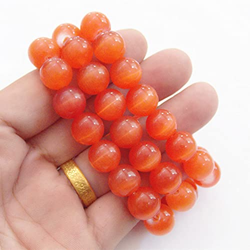 DATOA 2pcs Orange Opal 12mm Beads Bracelets Natural Carnelian Crystal Gemstone Healing Stretch Bracelet for Men Women