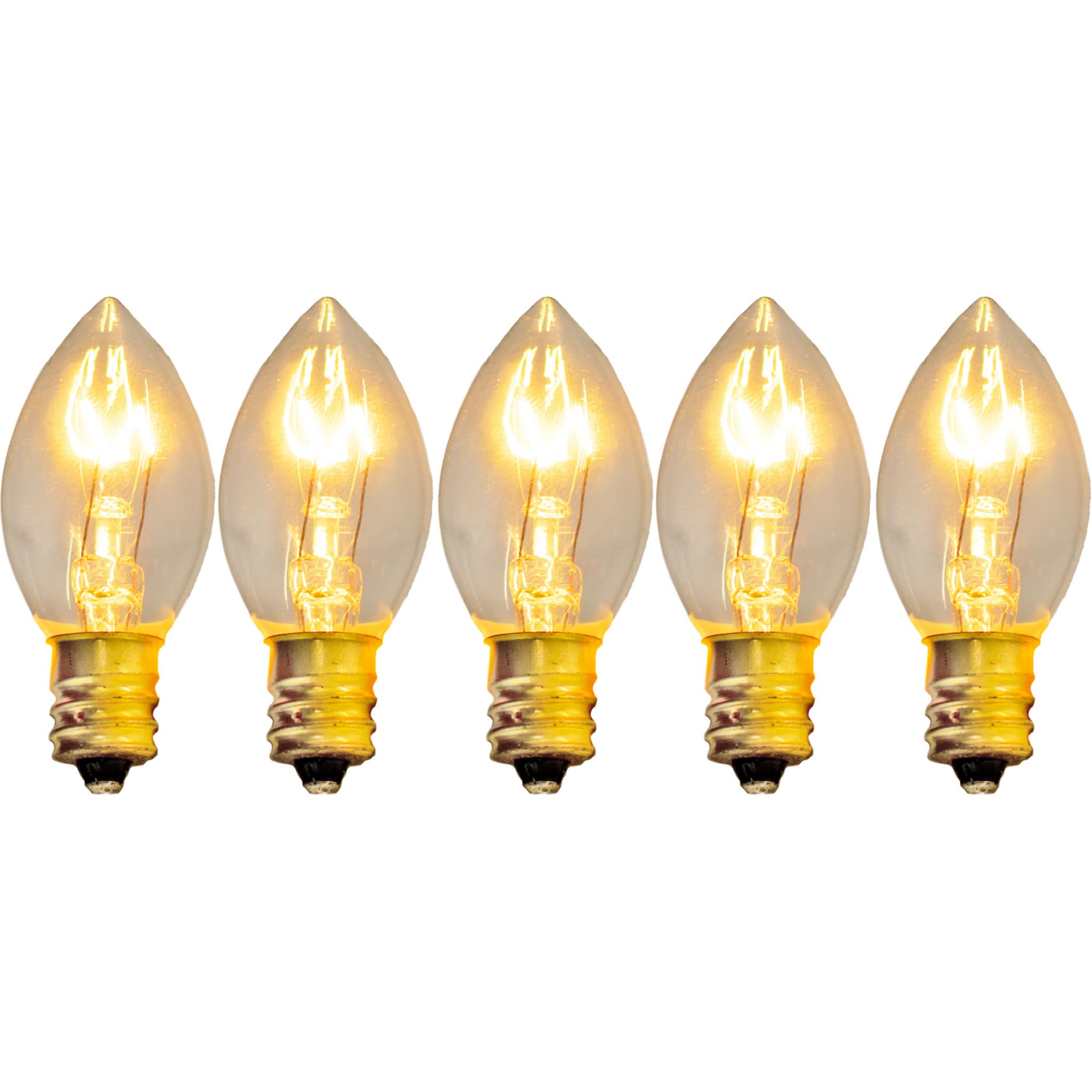 EST. LEE DISPLAY L D 1902 Indoor & Outdoor String Light C9 Glass Christmas Steady Transparent Replacement Bulbs E17 Socket C-9 Candelabra Style Box of 25 (Solid Red, White, Blue)