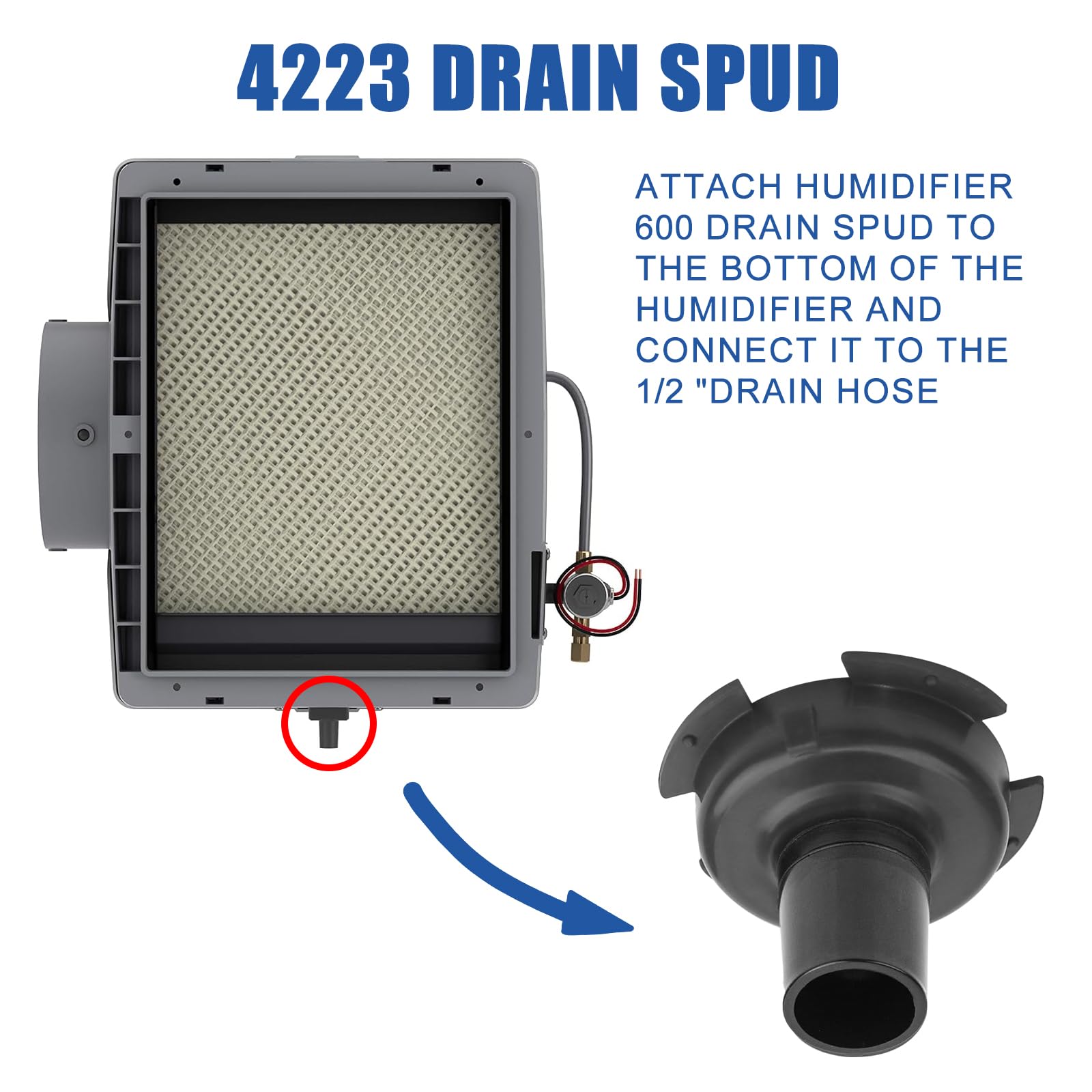 MIYOLO 4223 Drain Spud for Aprilaire 600, 600A, 600M,500, 500A, 500M, 550, 560 Humidifier Parts Humidifier 500 Replacement (2 PCS)