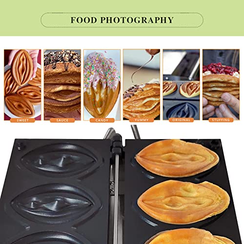 Mvckyi Commercial 3 PCS Abalone Shape Electric Waffle Maker with removable plates, Non Stick Vagina Waffle Machine Hot Dog Baker, Strange Shape Sausage Female Pussy Grill Waffle Baker for Party Snack Food
