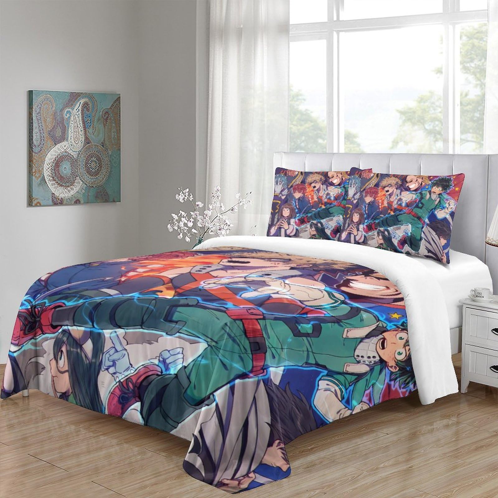LWAILJH Kids' Bedding Anime Anime Duvet Cover Sets Lightweight Soft and Breathable 3D Printing Lightweight Quilt Cover with Pillowcase for Kids Boys Full(203x228cm)