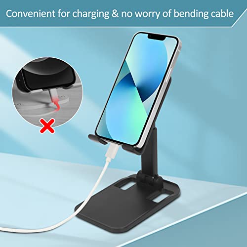 ZenTiky Cell Phone Stand, Angle Height Adjustable Phone Holder Stand, Foldable Phone Charger Stand,Portable Phone Stand Holder for 4ββ-12.9'' iPhone 13,iPad,Tablet, Kindle, Samsung, and More, Black