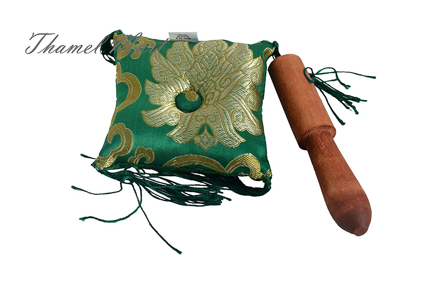 Tibetan Singing bowl handmade brass (4inch 7 metal) including free wooden mallet (strike) Silk Cushion