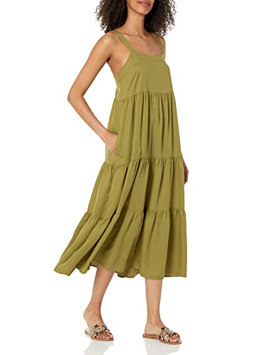 The Drop Women's Britt Tiered Maxi Tent Dress, Olive Oil, M