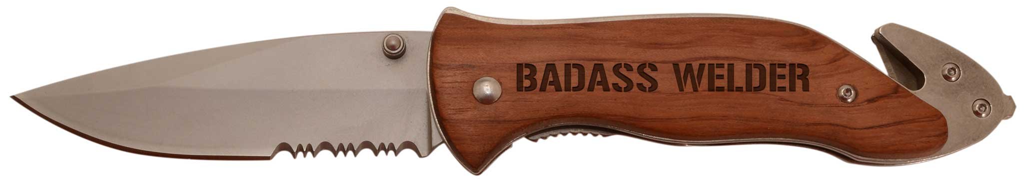 Personalized Gifts for Welder Badass Welder Laser Engraved Stainless Steel Folding Survival Knife