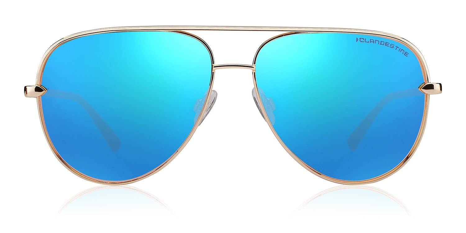 CLANDESTINE Panorama Gold Light Blue by HYPE - Nylon HD Men & Women Sunglasses