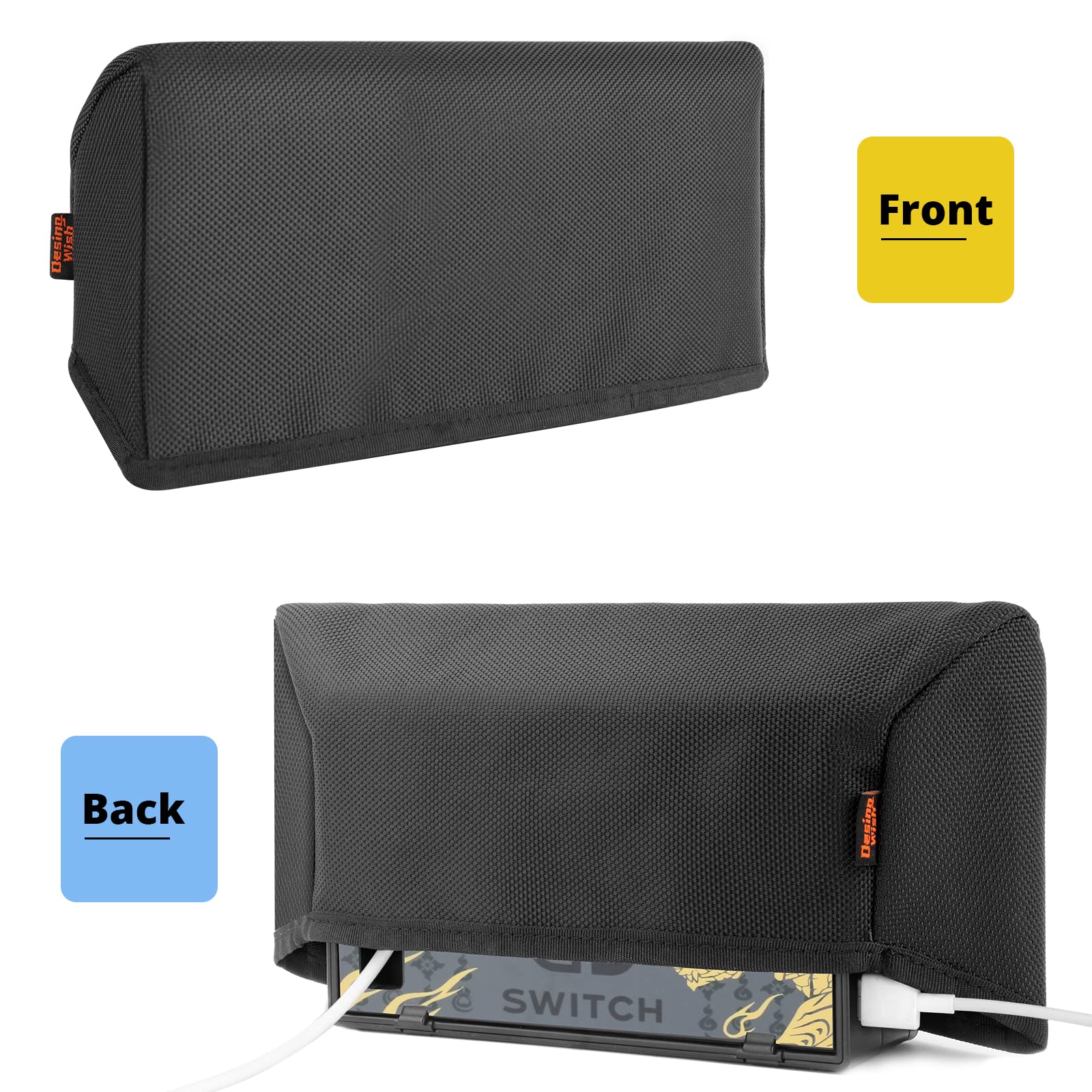 Desing Wish Dust Cover for Nintendo Switch, Oxford Nylon Protective Dust Guard Anti Scratch Water Resistant Cover Sleeve for Nintendo Switch & Switch OLED Charging Dock (Black Oxford)