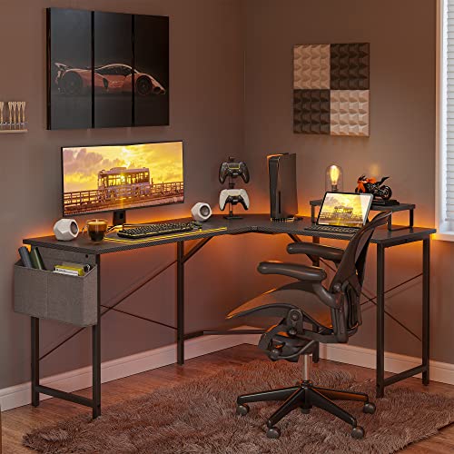 CubiCubi L Shaped Desk Computer Corner Desk, Home Office Gaming Table, Sturdy Writing Workstation with Small Table, Space-Saving, Easy to Assemble