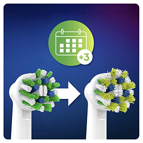 Oral-B Cross Action Electric Toothbrush Head with CleanMaximiser Technology, Angled Bristles for Deeper Plaque Removal, Pack of 6 Toothbrush Heads, White